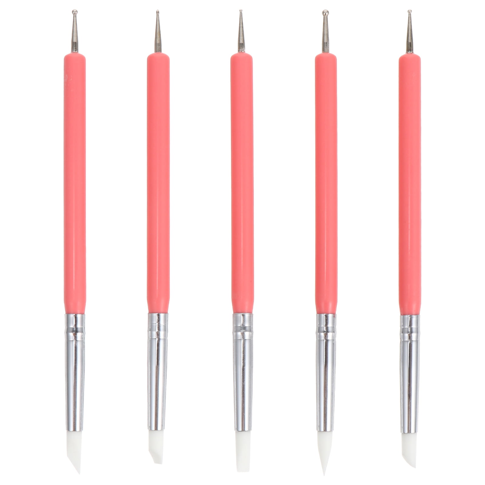 5 Pcs Pen Tool Nail Art Tip Dot Stencils Silicone Needle UV Gel Brush ...