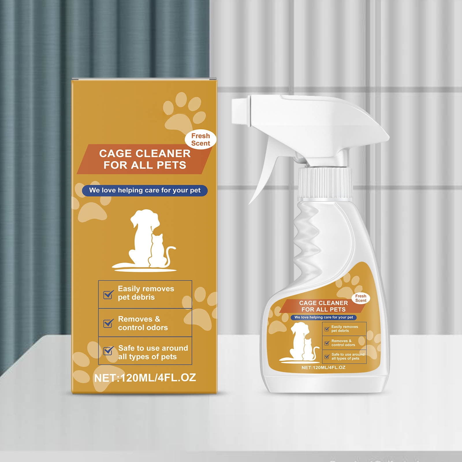 5 Pcs Pet Cage Cleaner Spray - Powerful Urine & Stain Remover ...