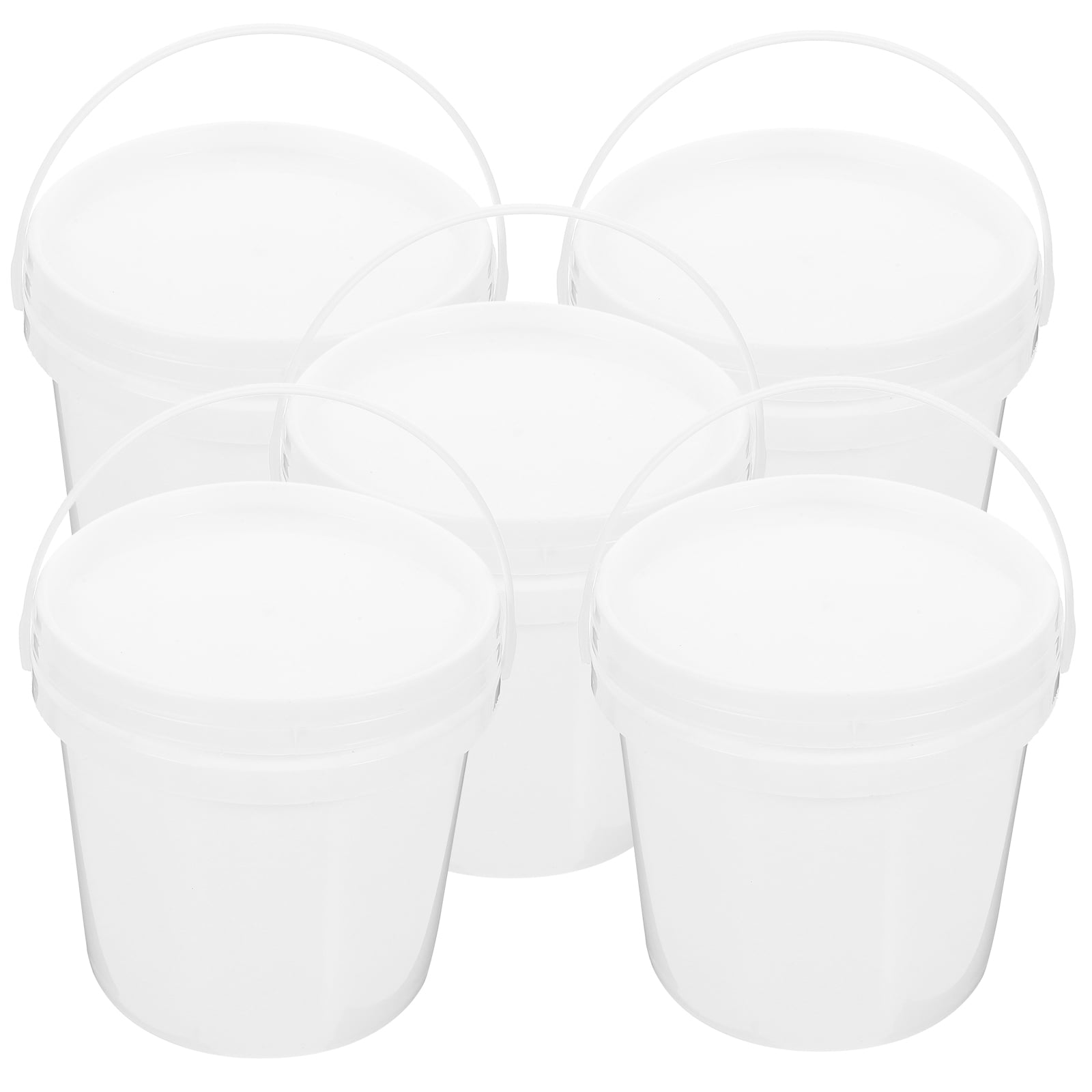 5 Pcs Plastic Small Bucket Bin with Handle Water Tools Pets Large Paint ...