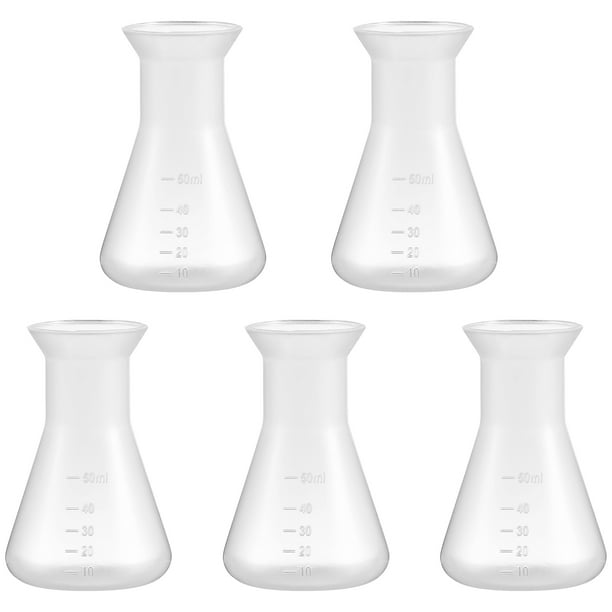 5 Pcs Plastic Beakers Erlenmeyer Flasks Conical Flasks Experiment ...