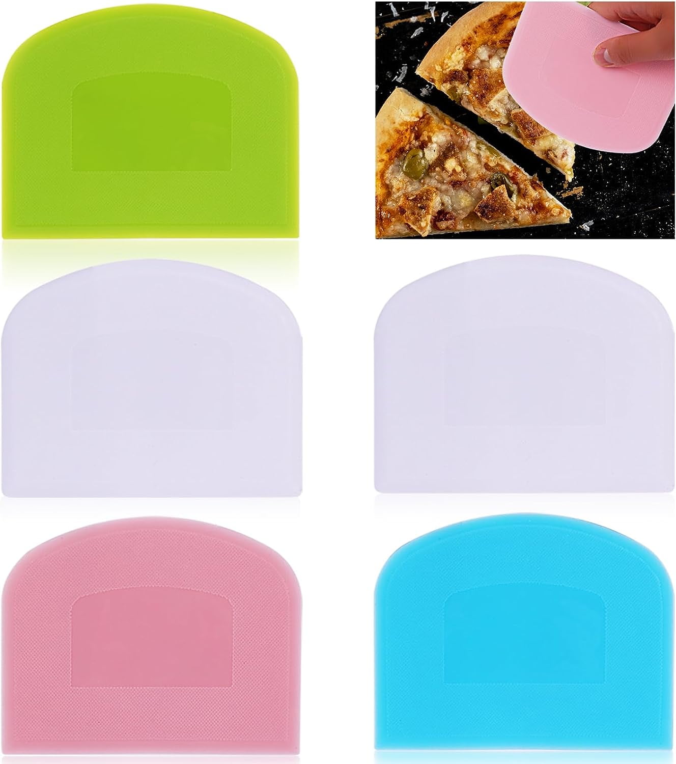 5 Pcs Plastic Bench Scraper Dough Scraper Bowl Scraper Flexible Food ...
