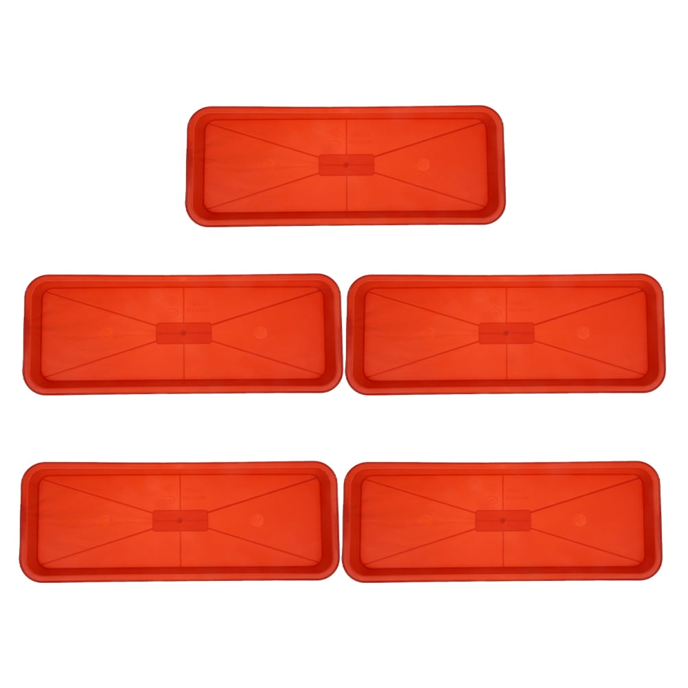 Phenofice Red Rectangular Plastic Planter Bottom Tray Set of 5 Indoor ...