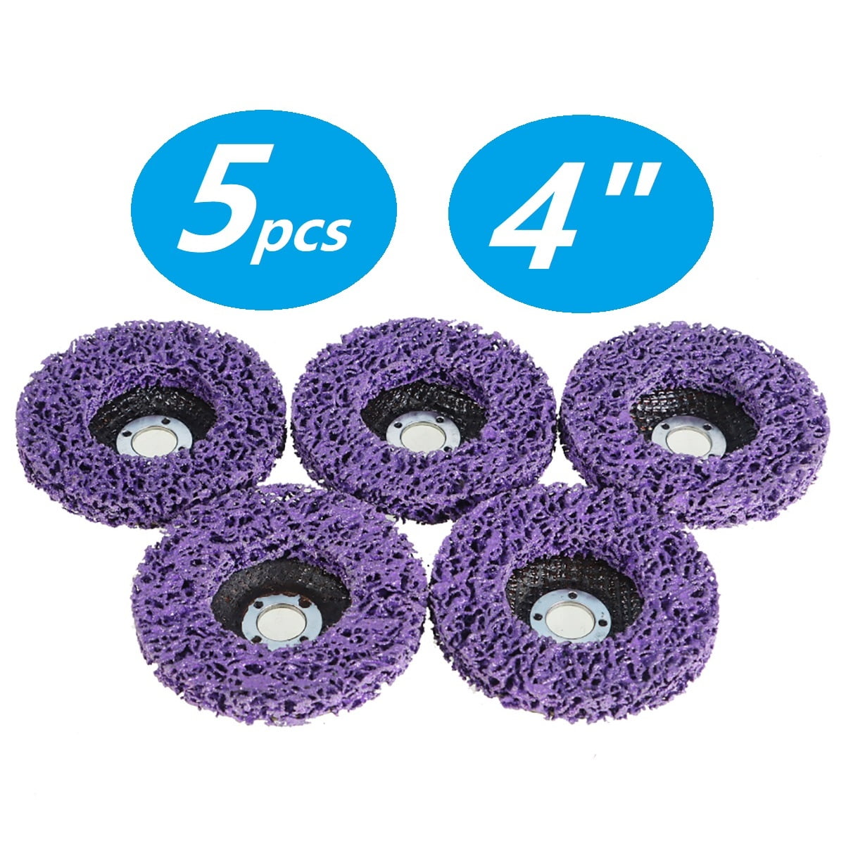 5 Pcs Poly Strip Disc Wheel 4 x 5/8 inch Paint Rust Oxidation Removal ...