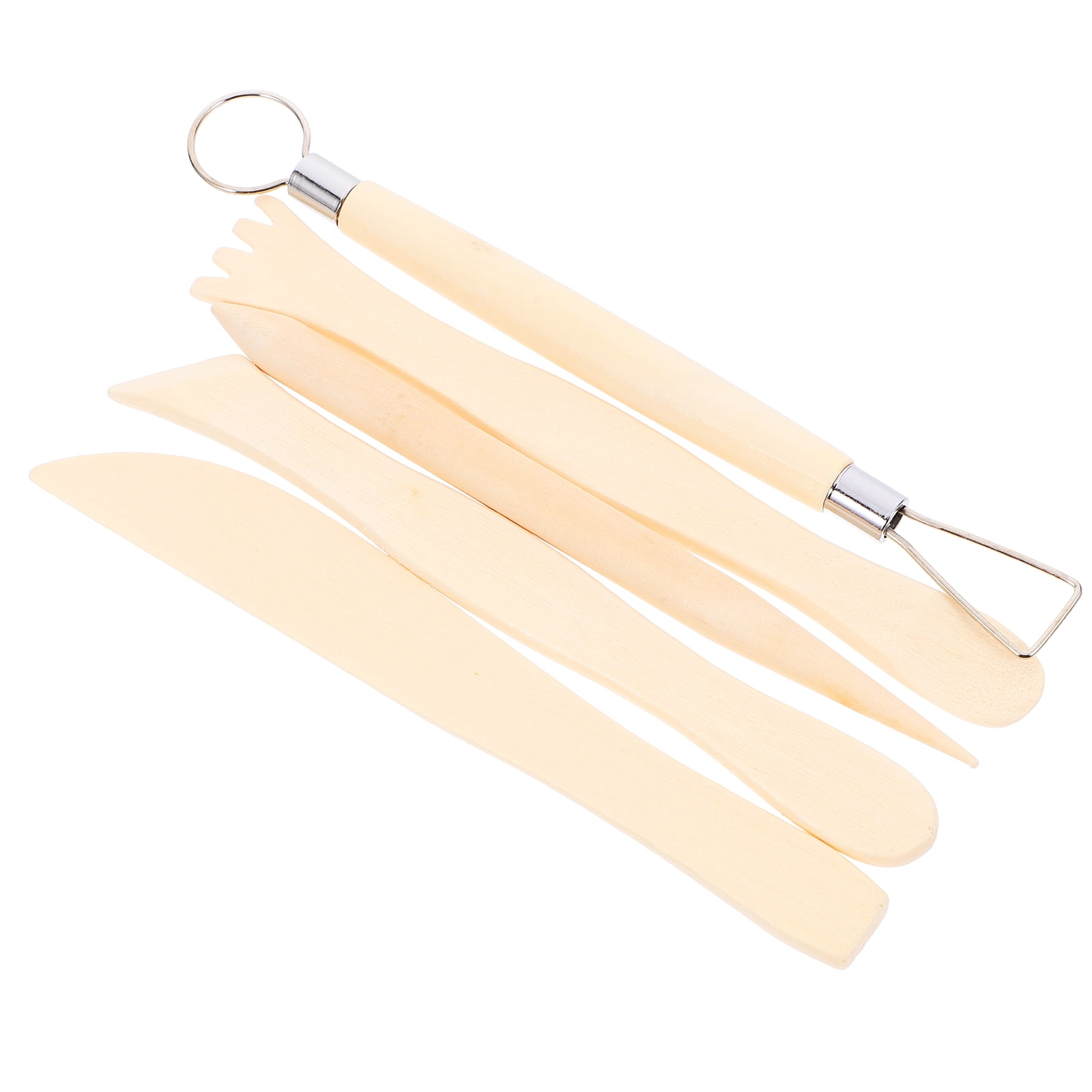 5 Pcs Polymer Clay Sculpting Tools Set Pottery Tool Kit Ceramic Pottery Clay Ribbon Wood ...