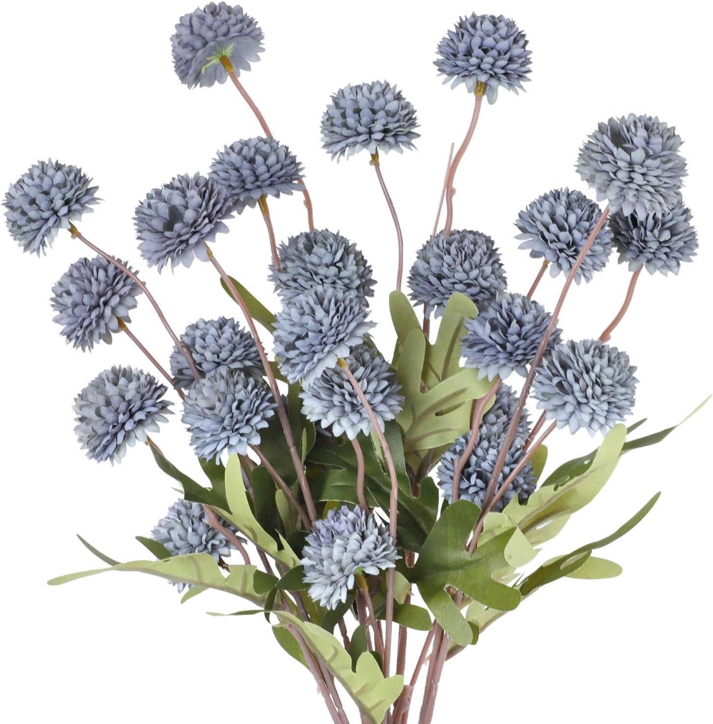 5 Pcs Pompon Mum Artificial Flowers, Dusty Blue Flowers Fake Mini ...