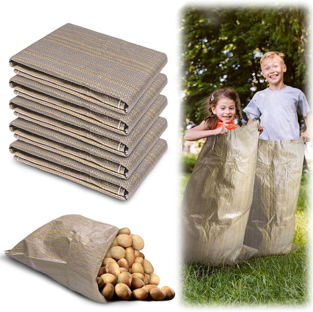 5 Pcs Potato Storage Sack 24"x 40" GIXUSIL Outdoor Lawn Race Bags for ...