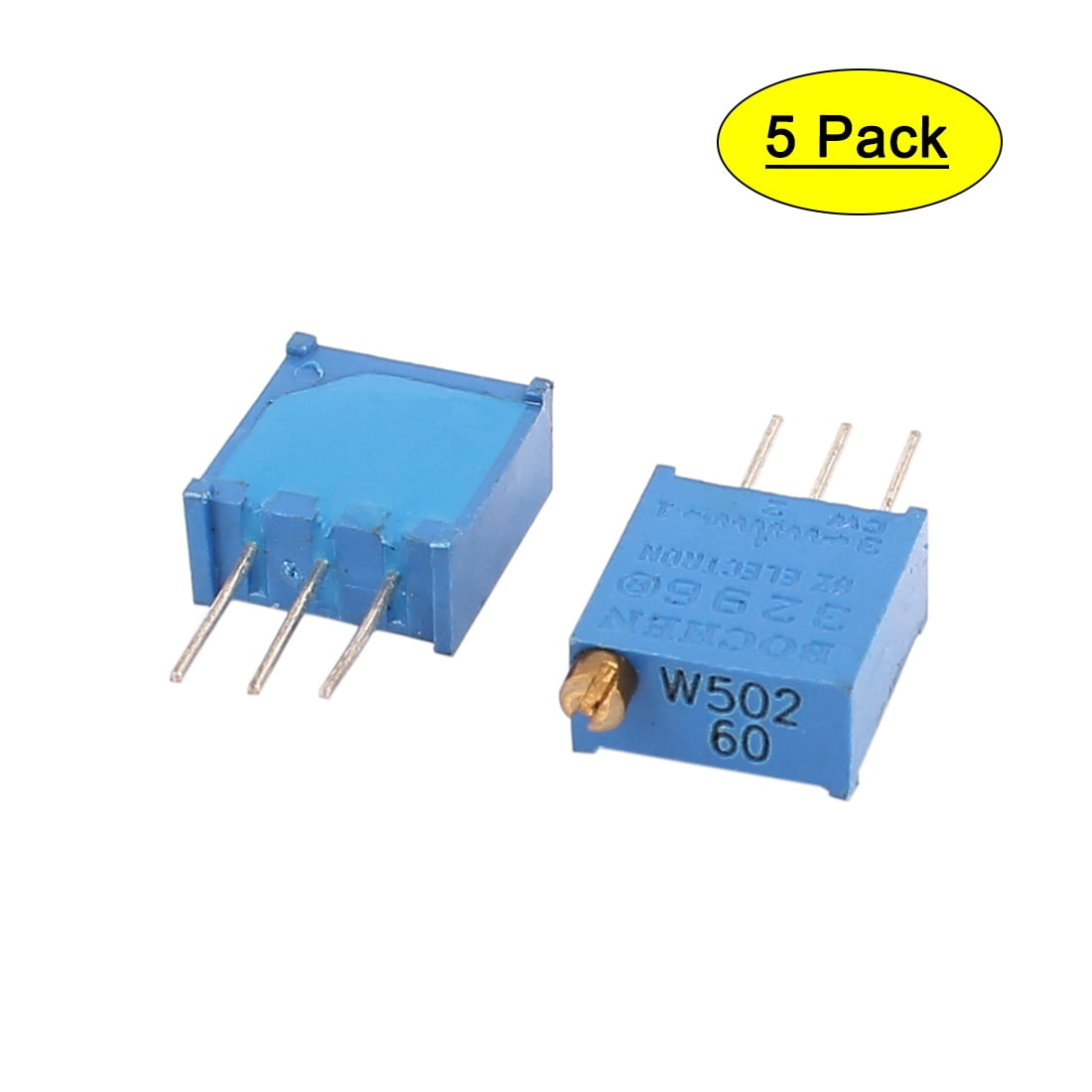 5 Pcs Potentiometer Trimmer Variable Resistor Resistive 3296 W502 5K ...