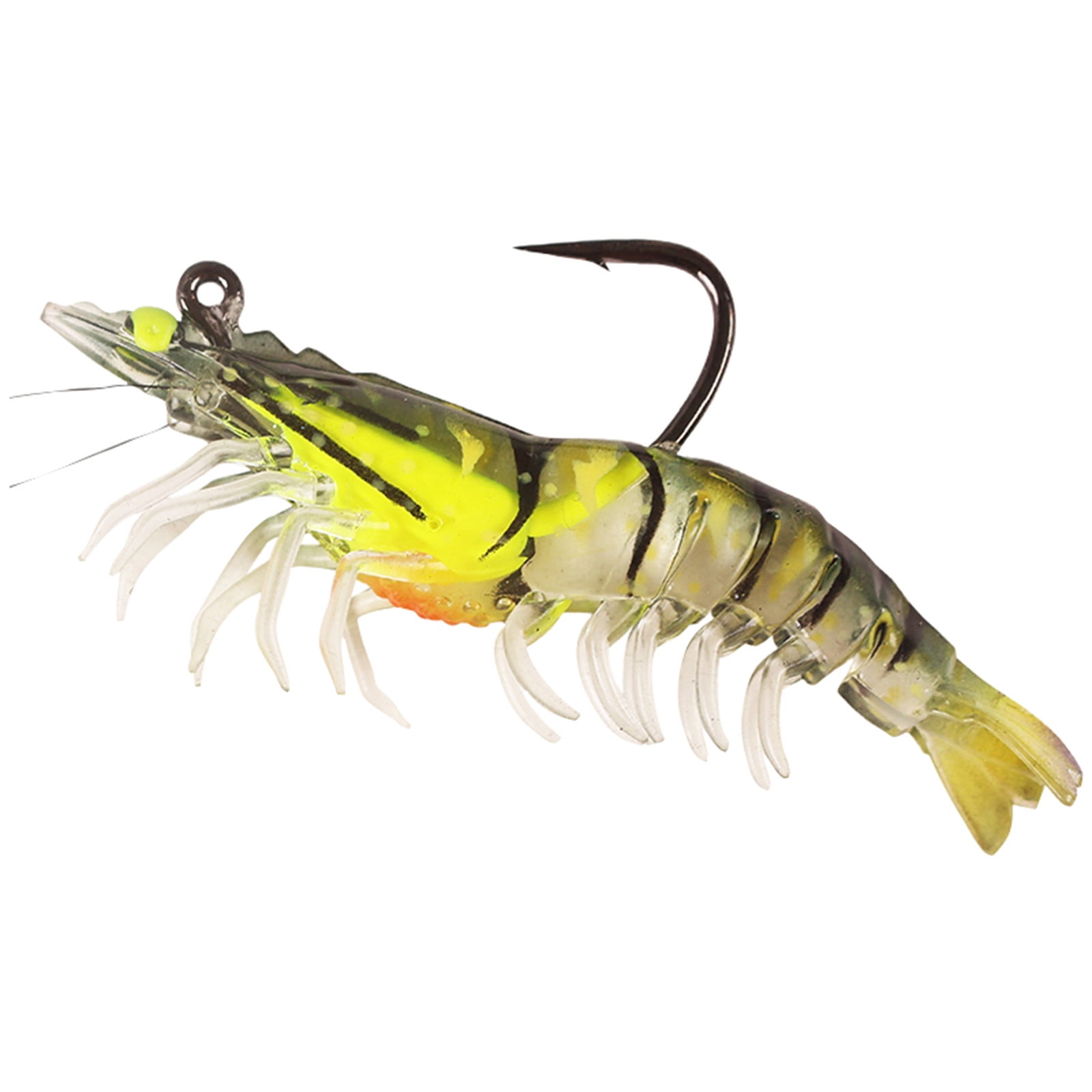 5 Pcs Pre-Rigged Soft Plastic Swimbait Fishing Shrimp Lures Lifelike Shrimp Crayfish Imitation ...