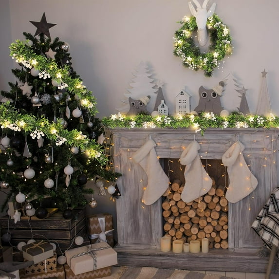 5 Pcs Prelit Christmas Garland with Star Lights 6 ft 20 LED Lighted ...