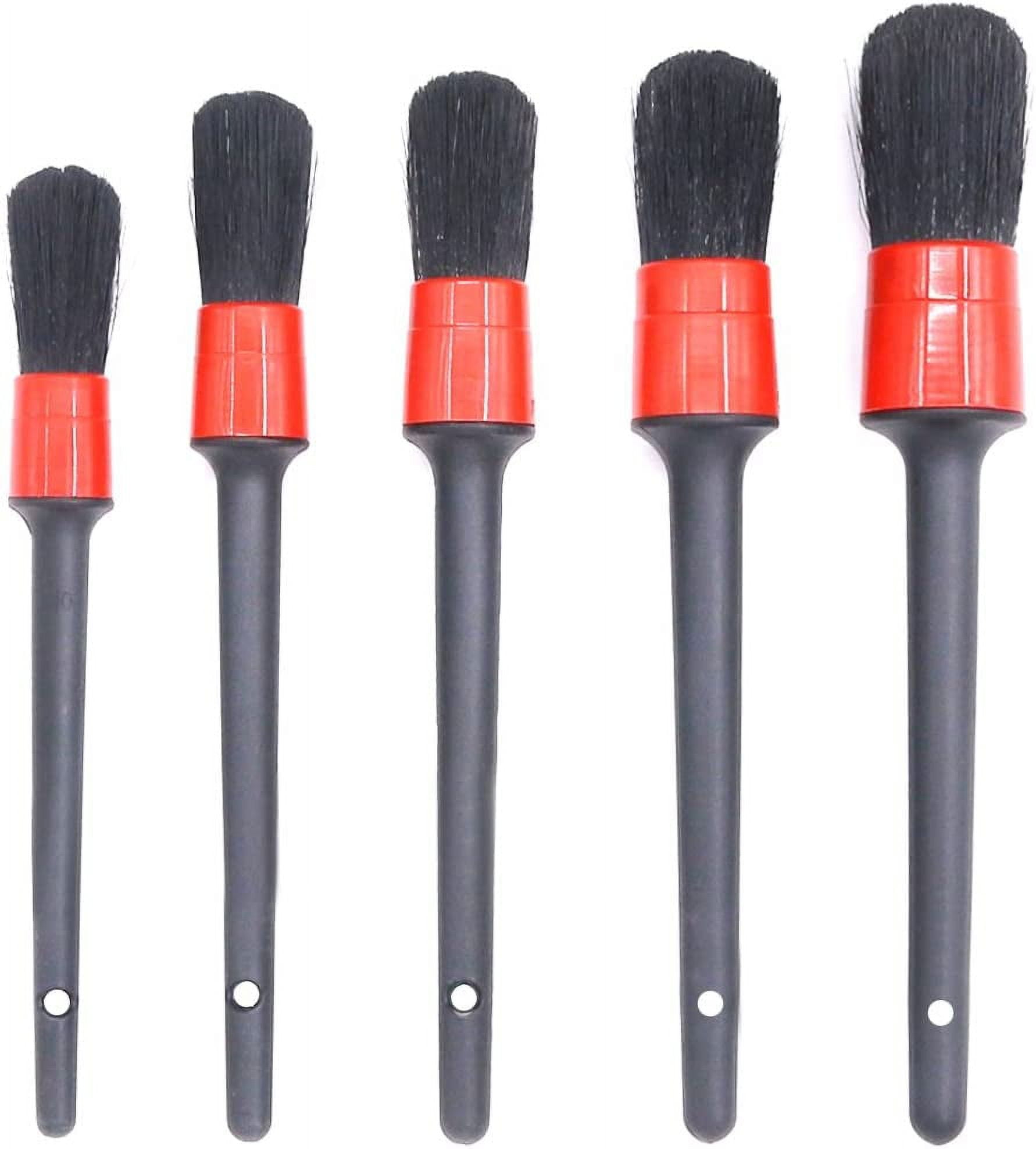 5 Pcs Premium Natural Boar Hair Detail Brush Set, Automotive Detailing ...