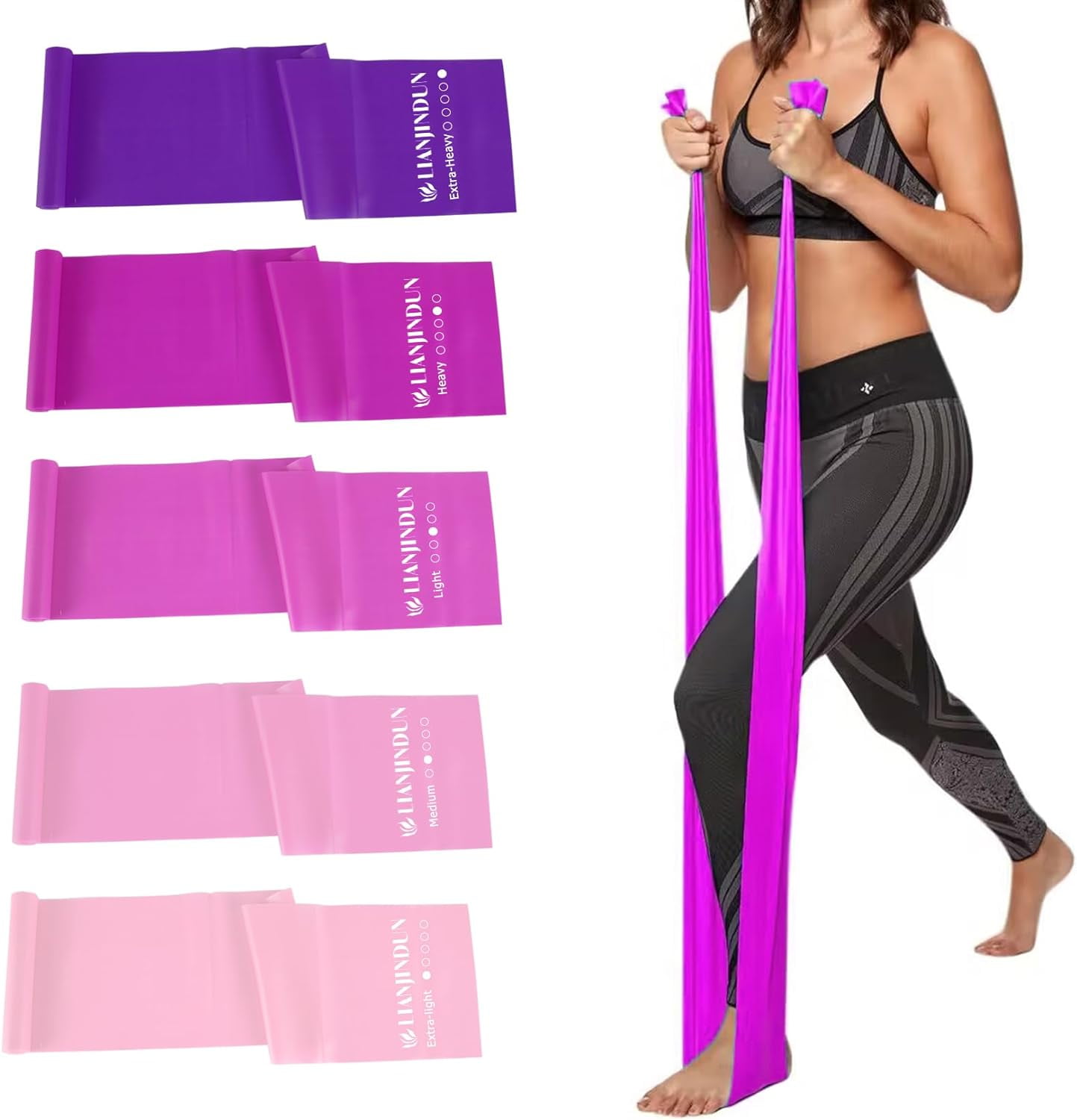 5 Pcs Professional Resistance Bands. Latex-Free, Elastic Band, Work Out ...