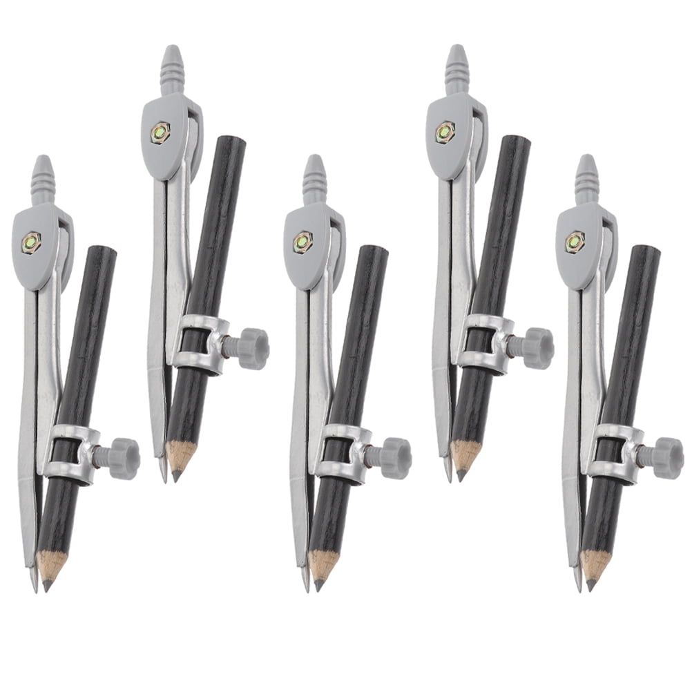 5 Pcs Protractor Kid Pencils Compass Drawing Tool Drawing Compasses Pencil Suite Metal Wooden ...