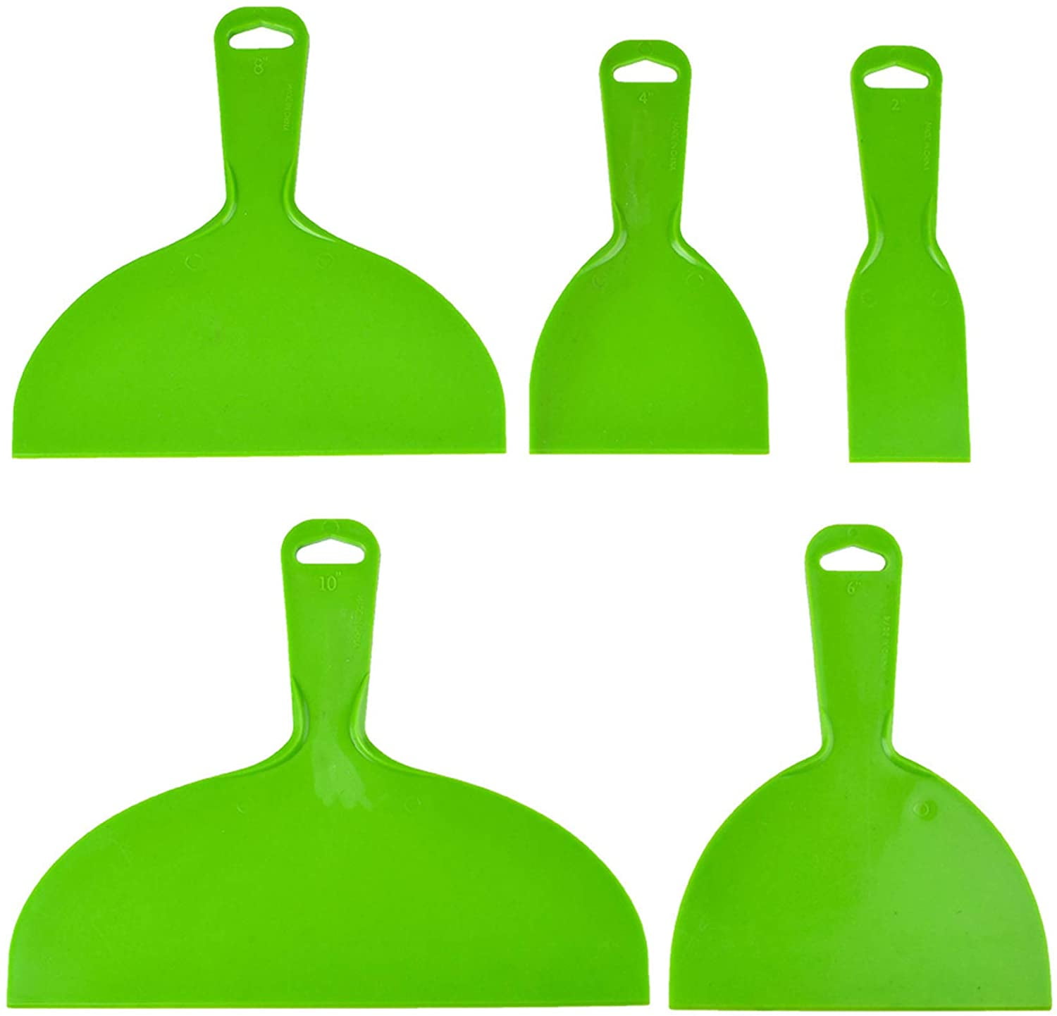 5 Pcs Putty Knife, Large Size Pack, Flexible Plastic Paint Scraper Tool ...