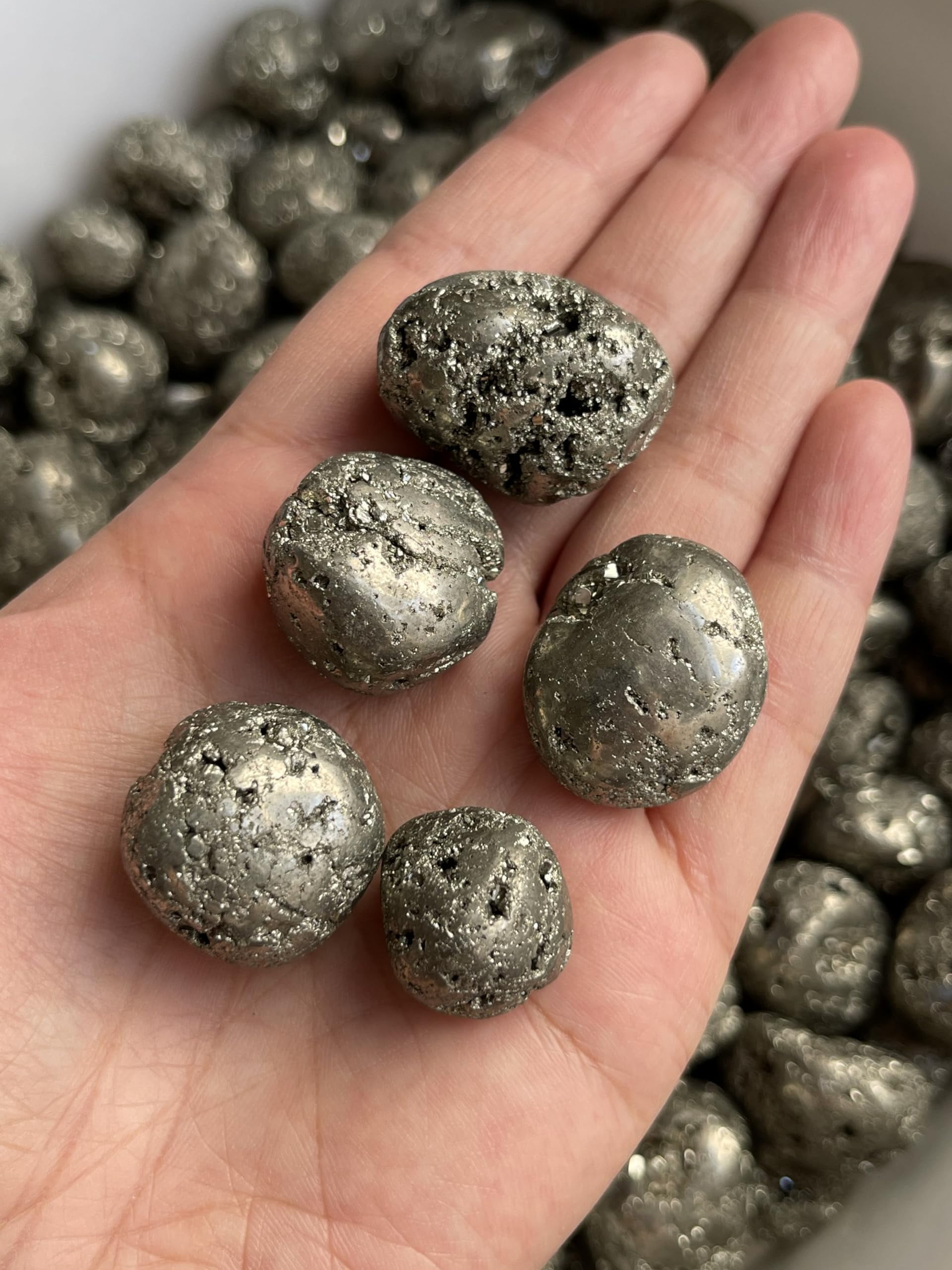 5 Pcs Pyrite Tumbled Stones, Polished Natural Pyrite Gemstone, Pyrite ...
