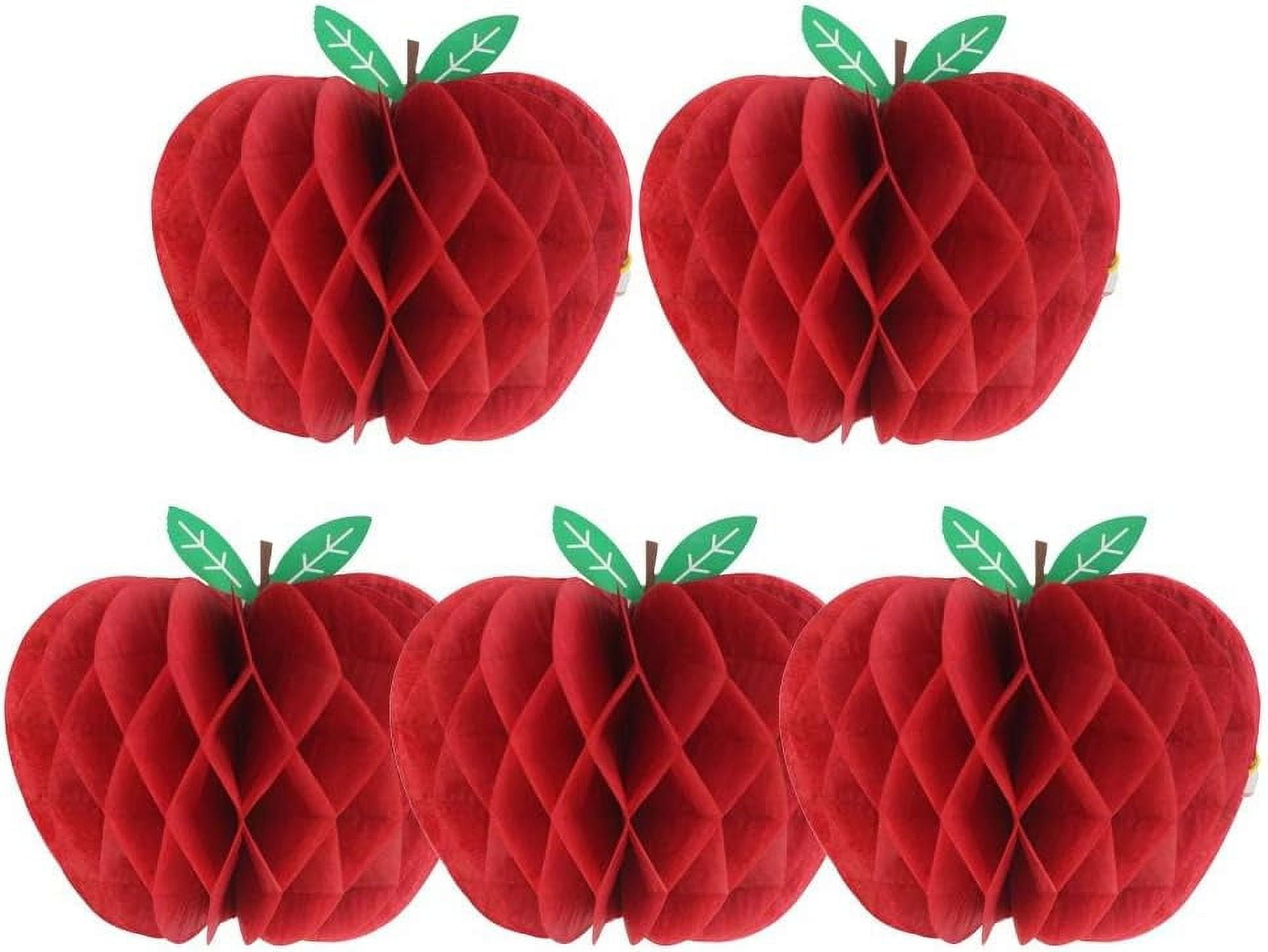 5 Pcs Red Apple Shaped Paper Honeycomb Paper Apple Hanging Decoration ...
