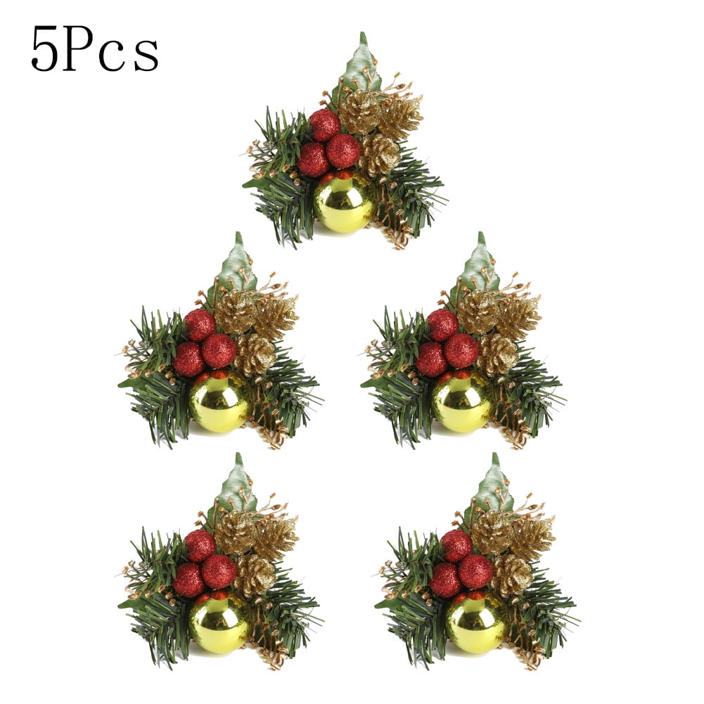 5 Pcs Red Berry Picks Evergreen Wreath Picks & Pine Branches Artificial ...