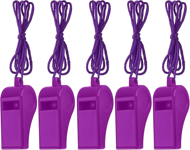 5 Pcs Referees Loud Plastic Emergency Whistle with Lanyard for Outdoor ...