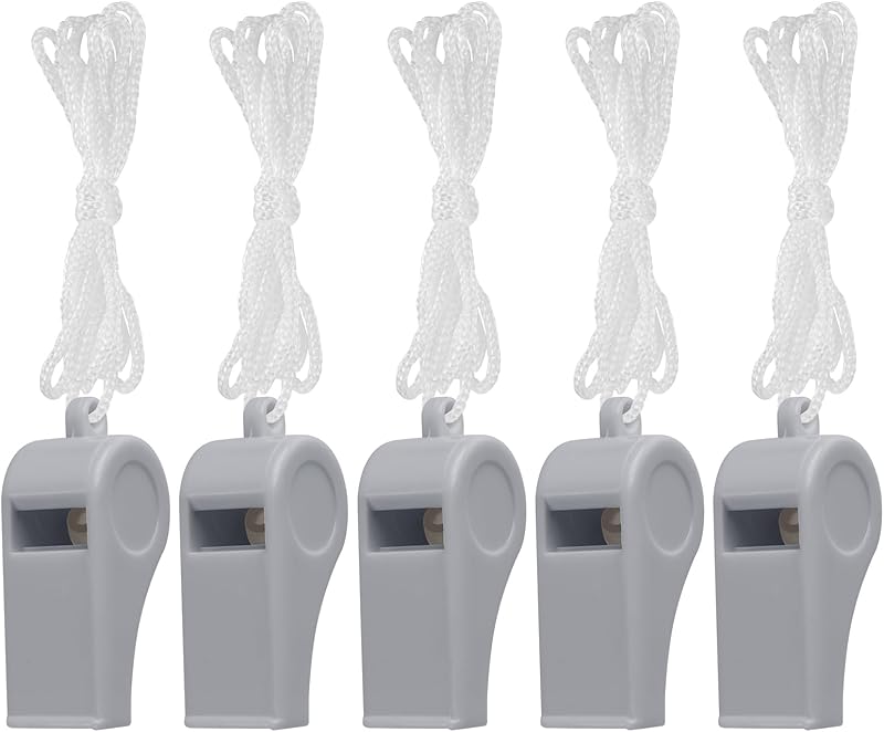 5 Pcs Referees Loud Plastic Emergency Whistle with Lanyard for Outdoor ...