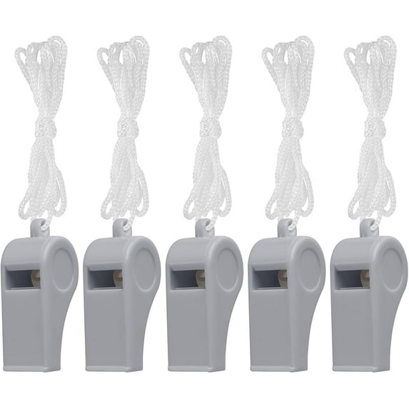 5 Pcs Referees Loud Plastic Emergency Whistle with Lanyard for Outdoor ...