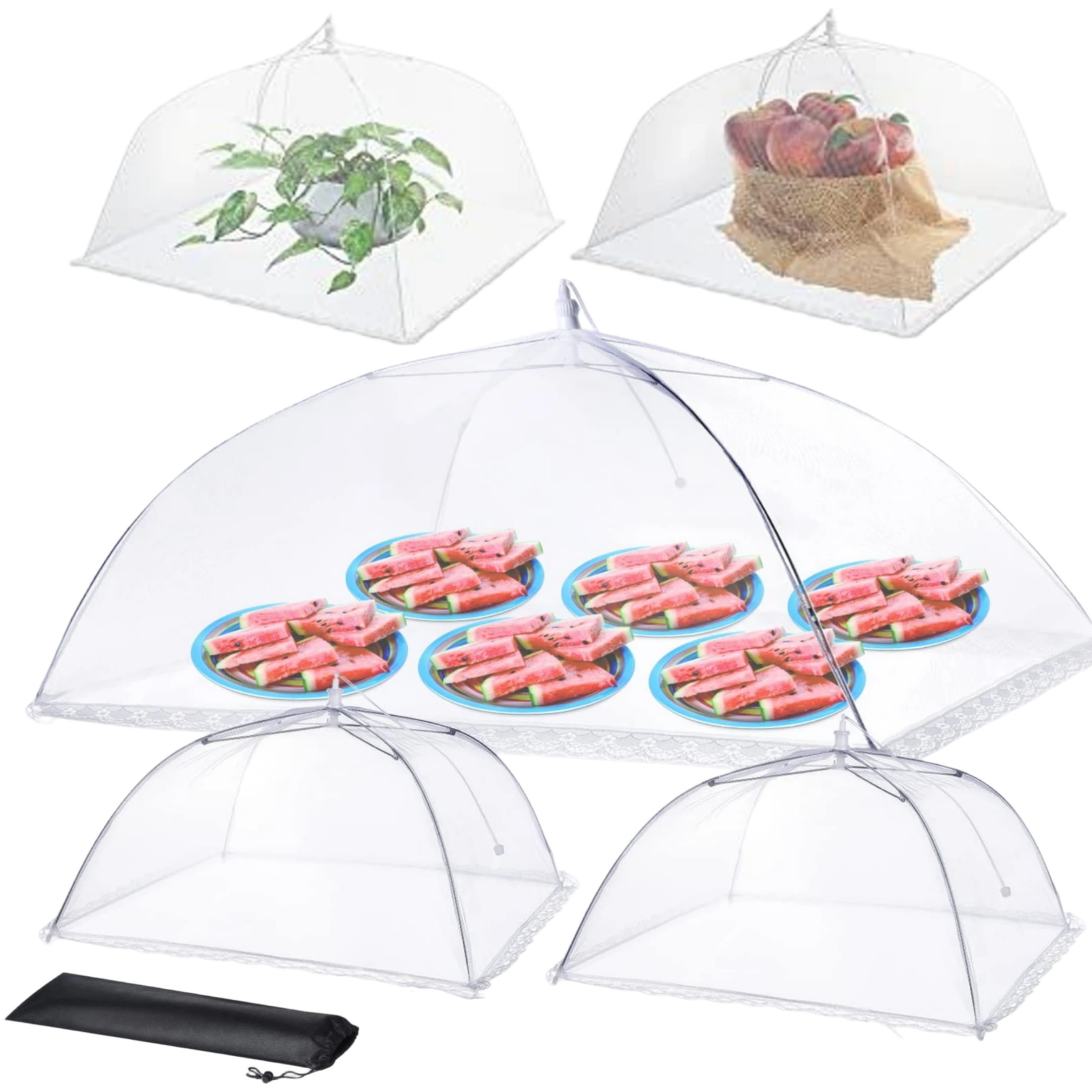 5 Pcs Reinforced Mesh Food Tents, 1 Extra Large & 4 Large Pop-Up Mesh ...