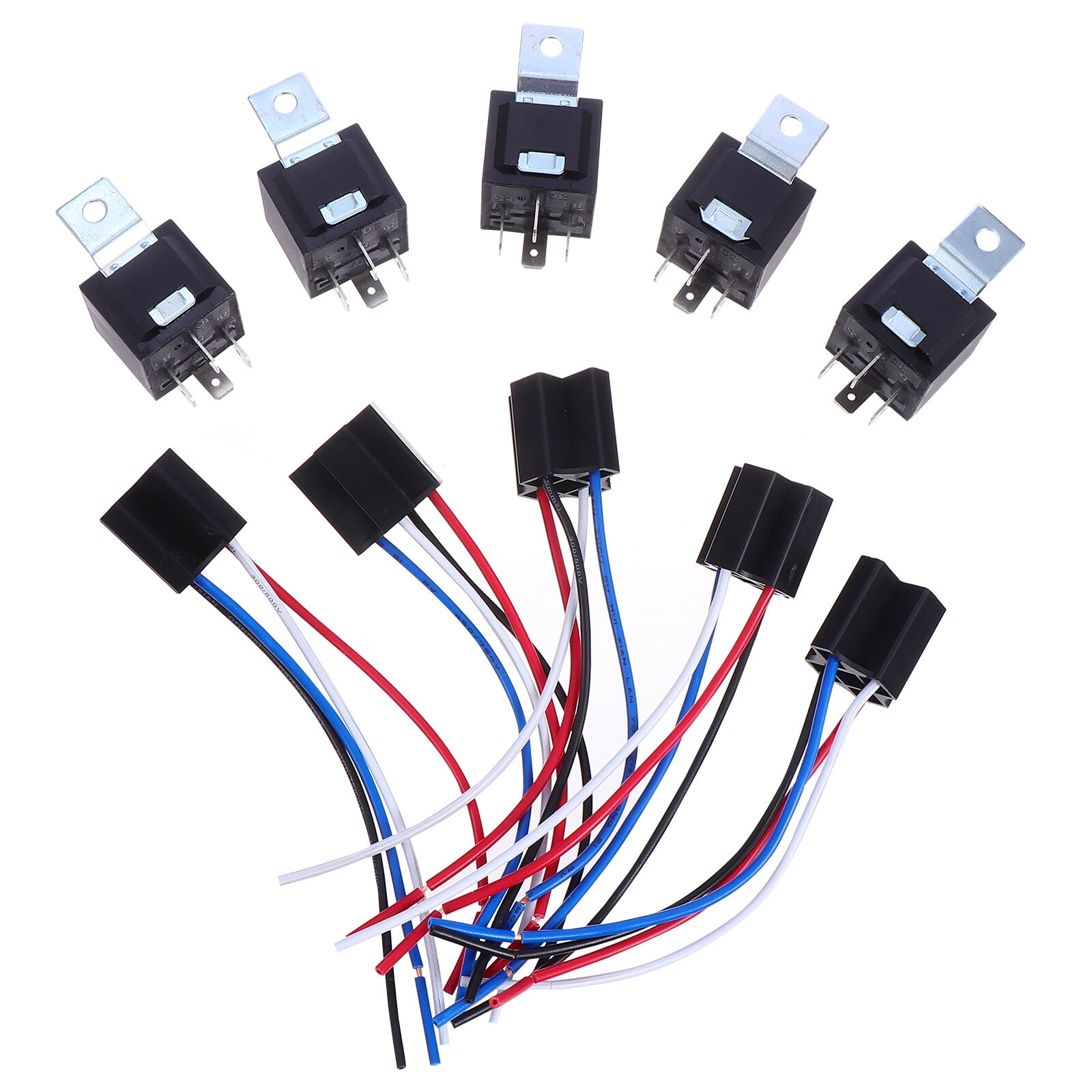 5 Pcs Relay Socket with Heavy Duty Tinned Copper Wires for Automotive ...
