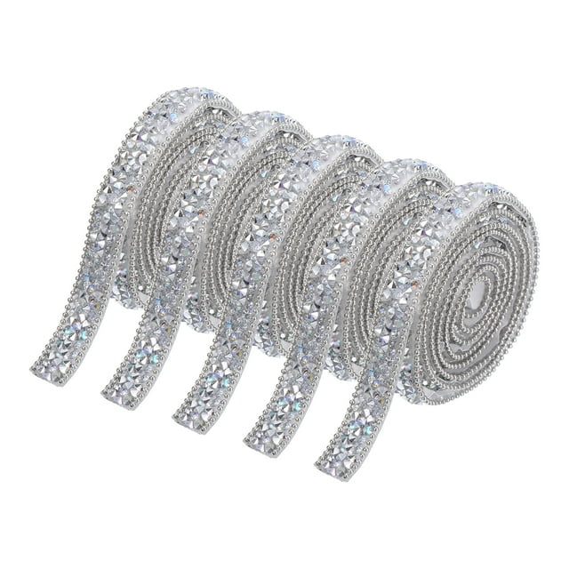 5 Pcs Resin Rhinestones Trim 5 Yards Self Adhesive Silver AB Diamond ...