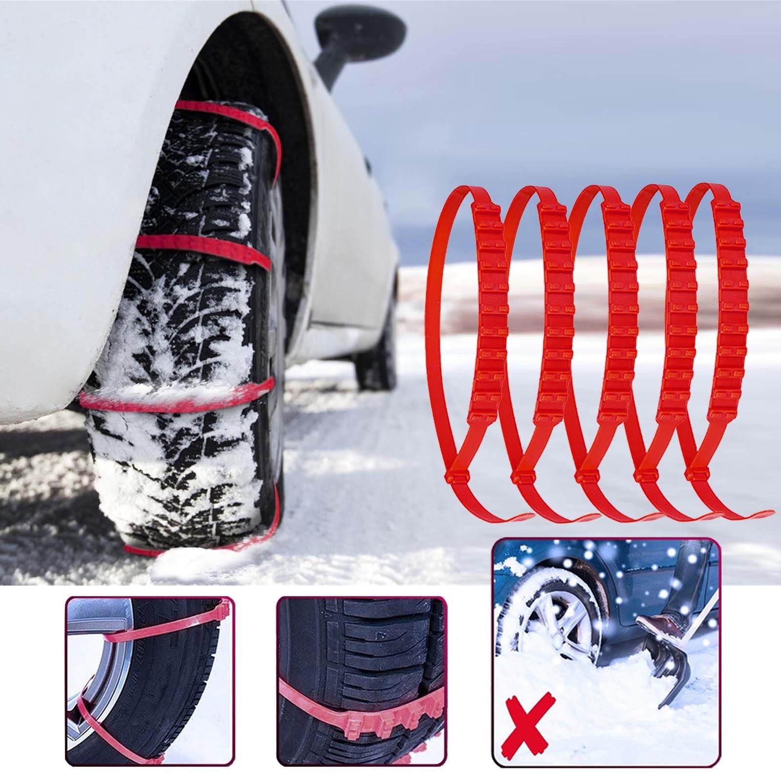 5 Pcs Reusable Anti Snow Chains of Car, Car Snow Chains Non-Slip Cable ...