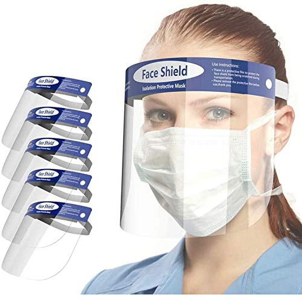 5 Pcs Reusable Face Shield, Plastic Safety Face Shield Adjustable ...