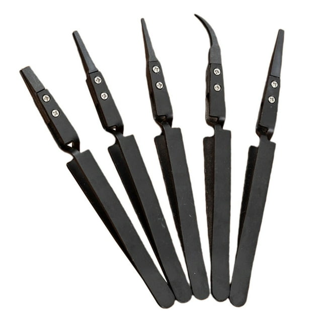 5 Pcs Reverse Handle Tweezers Angle Tip Locking for Crafting Lash Work ...