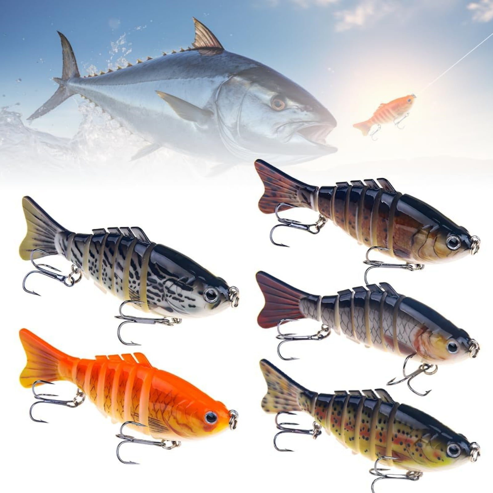 5 Pcs Robotic Fishing Lure, 2025 Upgrade 3D Swimming Bait for ...