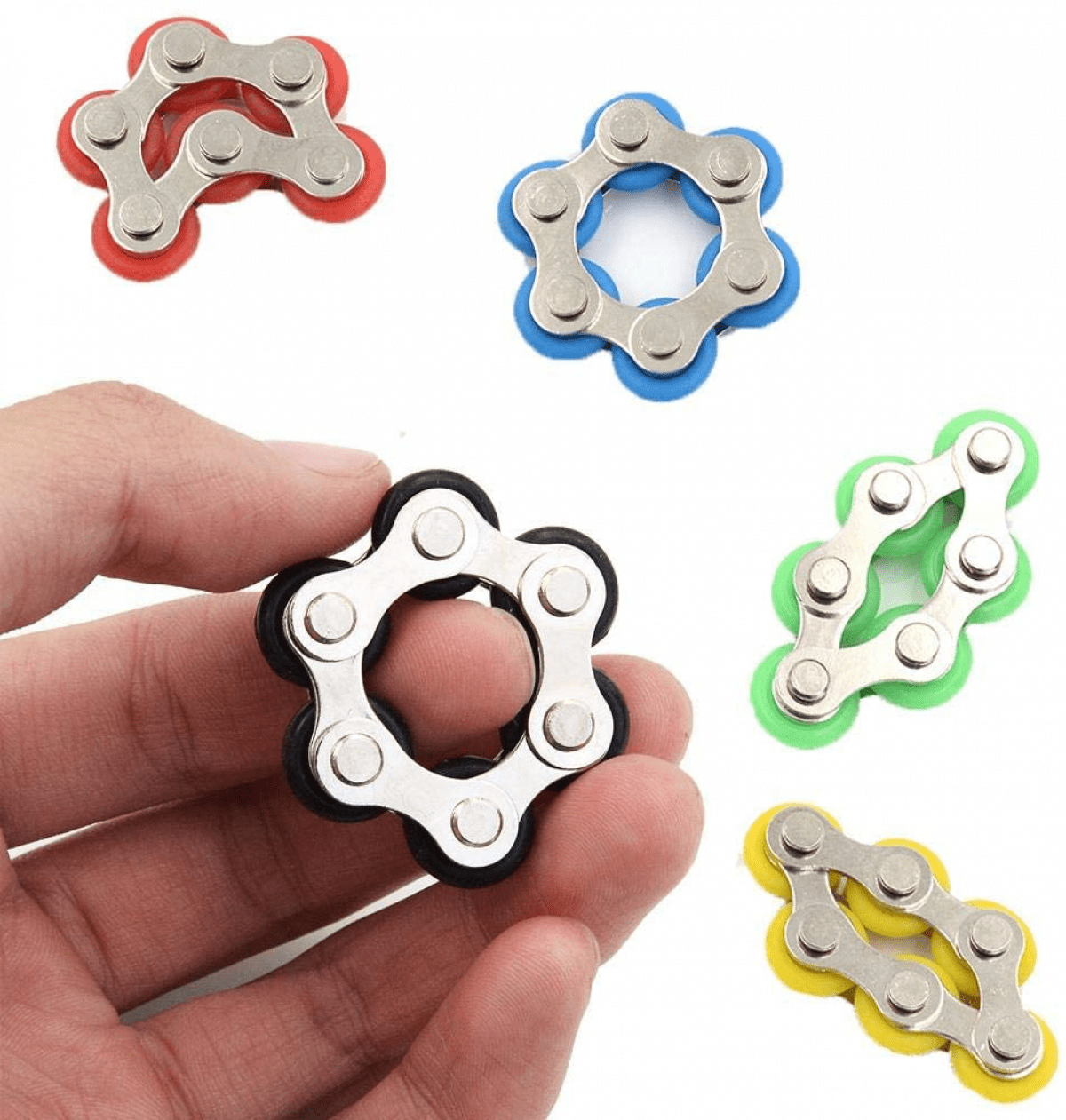 5 Pcs Roller Chain Fidget Toy Stress Relief Steel Bike Chain Fidget ...