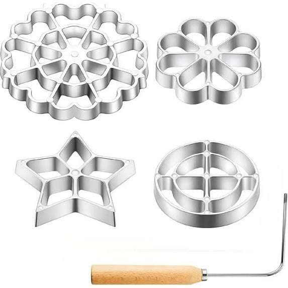 5 Pcs Rosette Iron Mold Set Bunuelos Mold with Handle Cooking Stamp ...