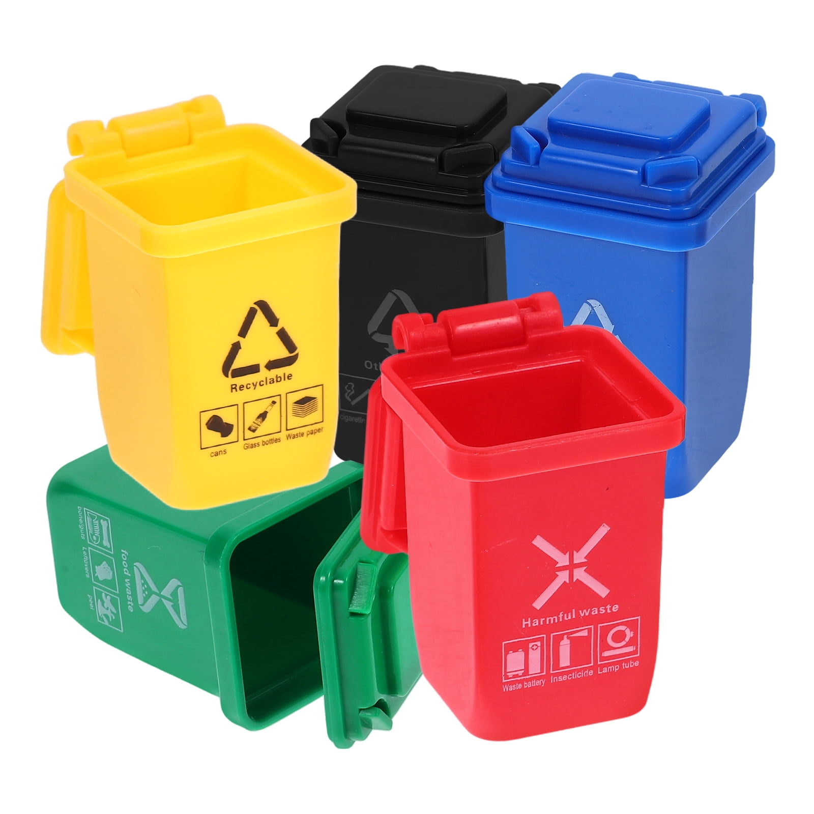 5 Pcs Rubbish Bin Toy Wicker Basket Small Mini Trash Can Garbage ...