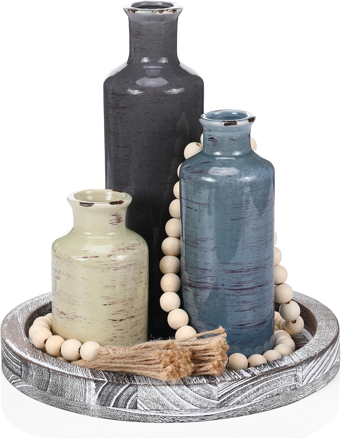 5 Pcs Rustic Country Tabletop Centerpieces Decor Set of 3 Boho Ceramic ...