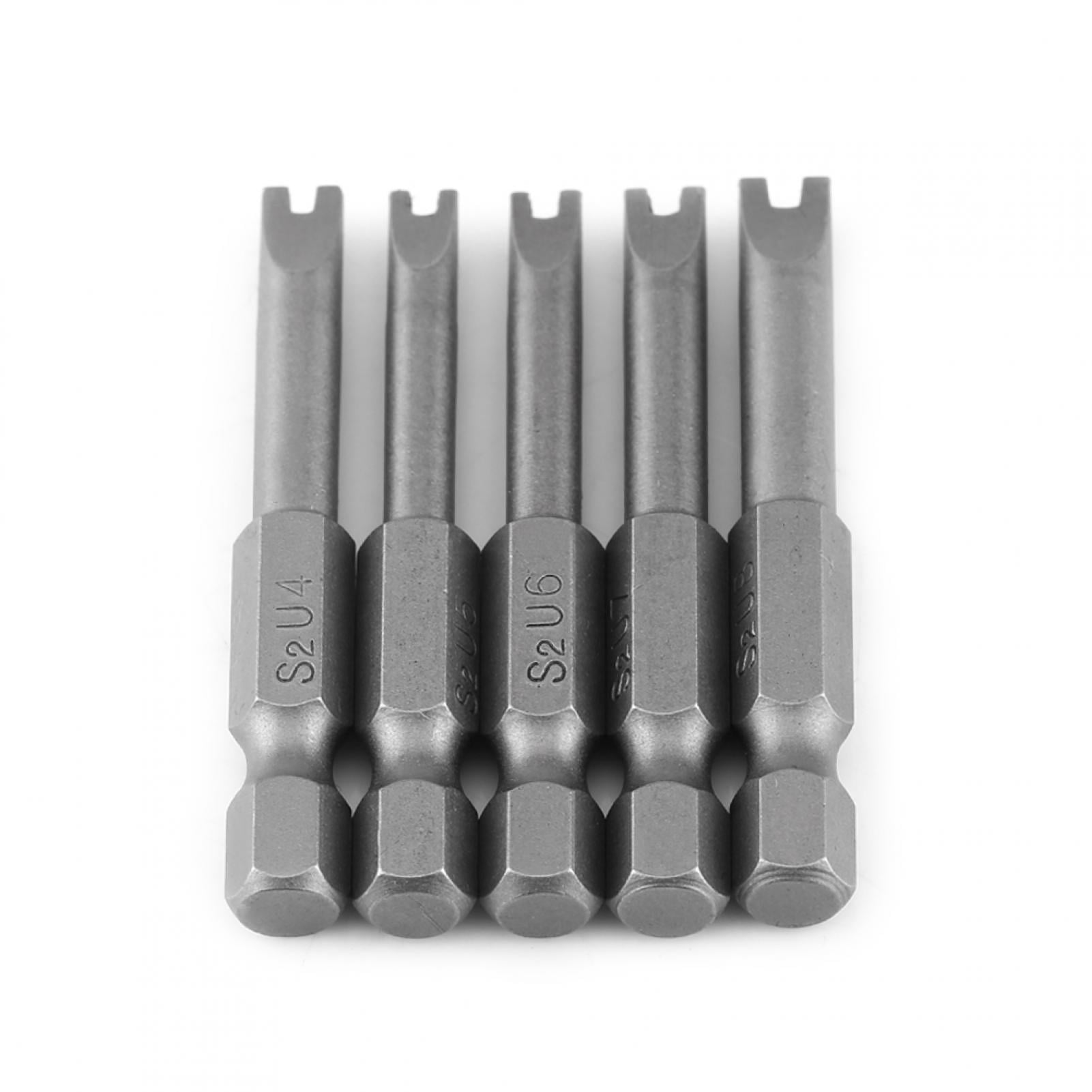 5 Pcs S2 Alloy Steel 50Mm Length 1/4" Hex Shank U Shaped Magnatic ...