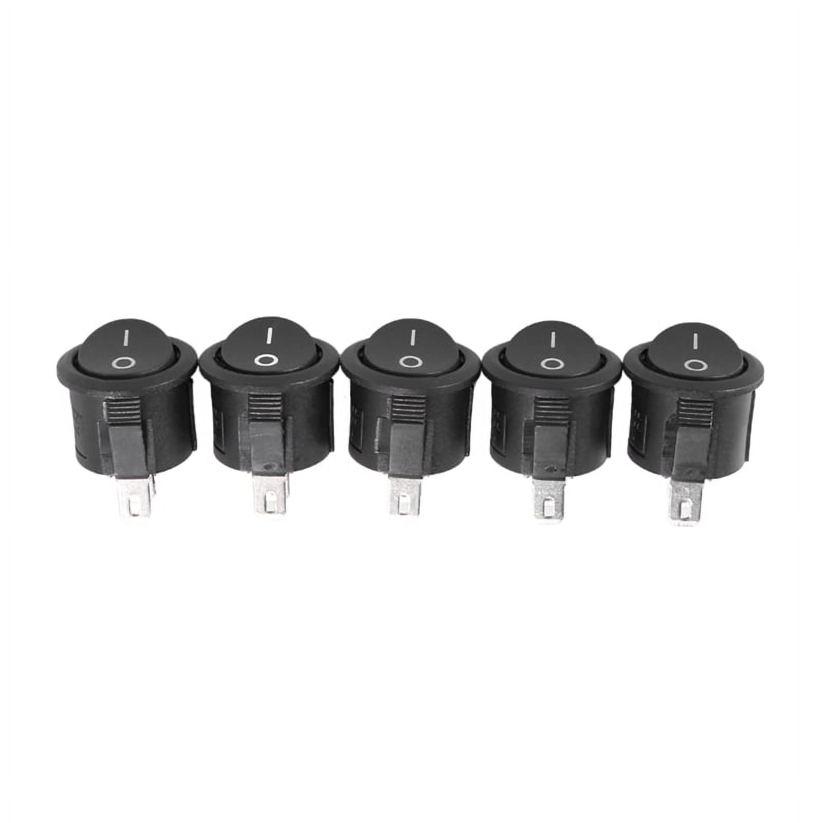 5 Pcs SPST Black Button On/ Round Rocker Switch AC 6A/125V 3A/250V ...