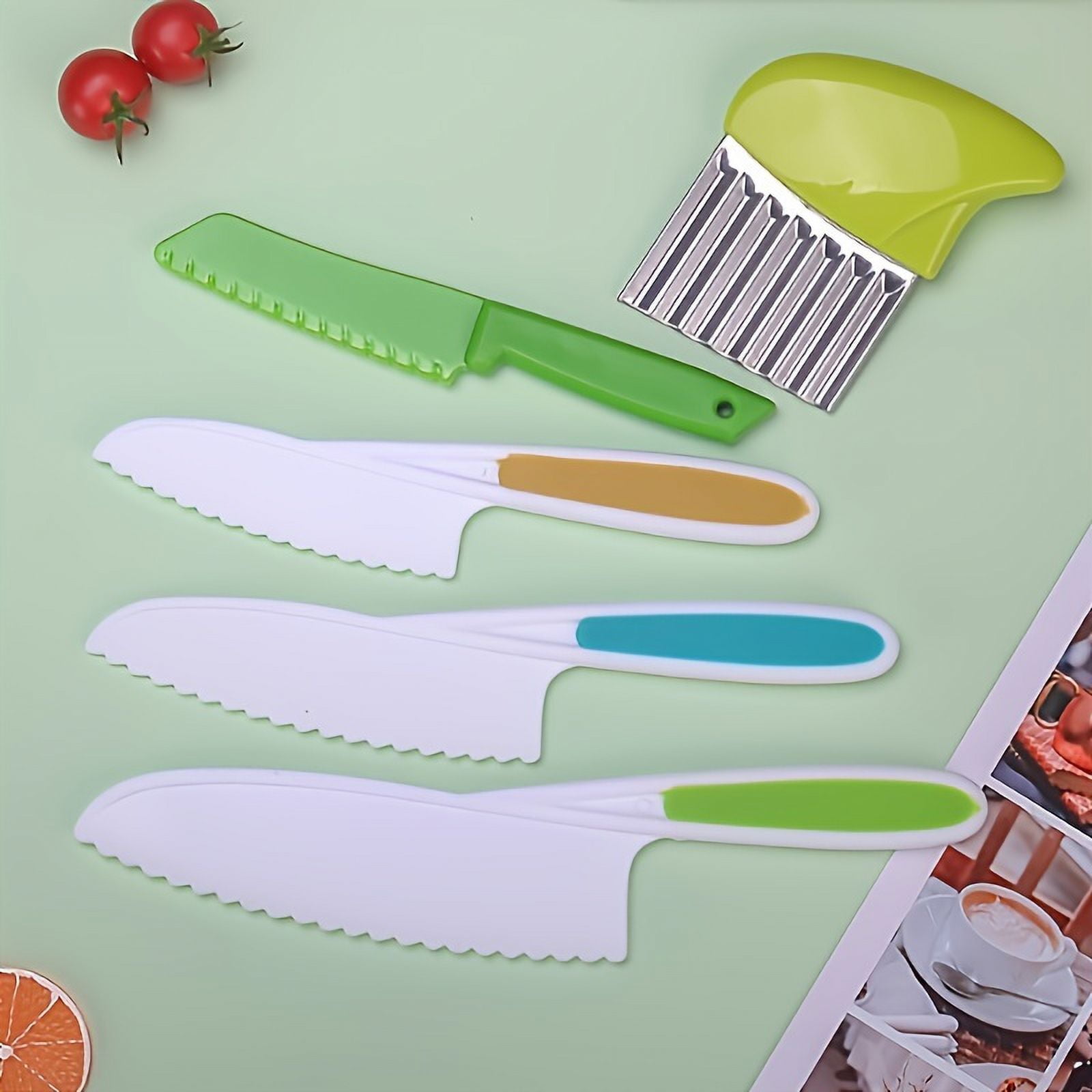 5 Pcs Safety Cooking Knife, Plastic Kitchen Knife With Wrinkle Knife ...