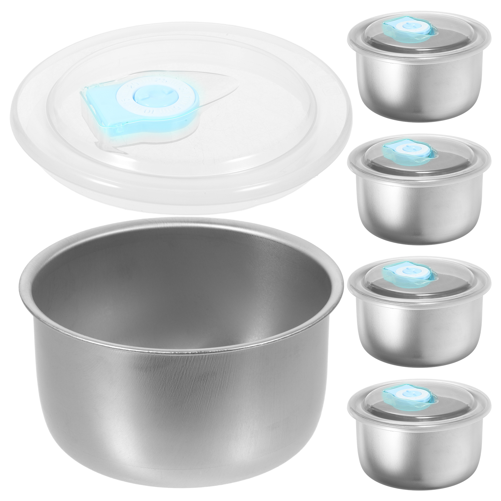 MEIBUTYUP Stainless Steel Storage Containers 5Pcs Preservation Silver 4 ...
