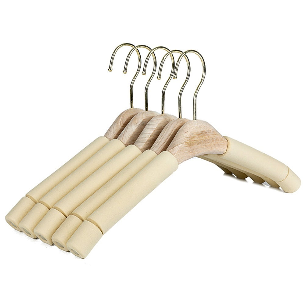 5 Pcs Seamless Solid Wood Sponge Hanger Adult Clothing Store Clothing ...
