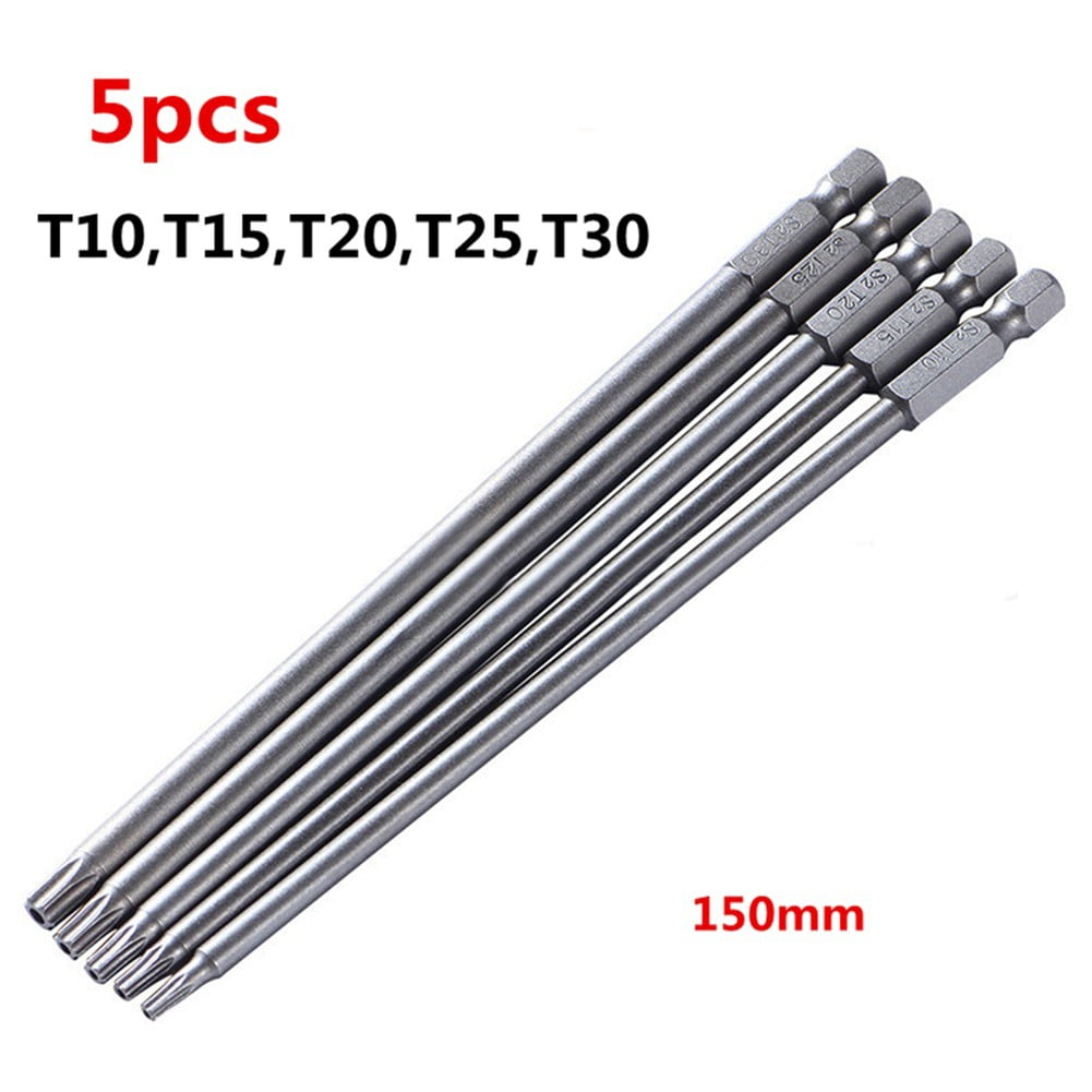 5 Pcs/Set 150mm T10-T30 Long Magnetic Torx Electric Screwdriver Drill ...