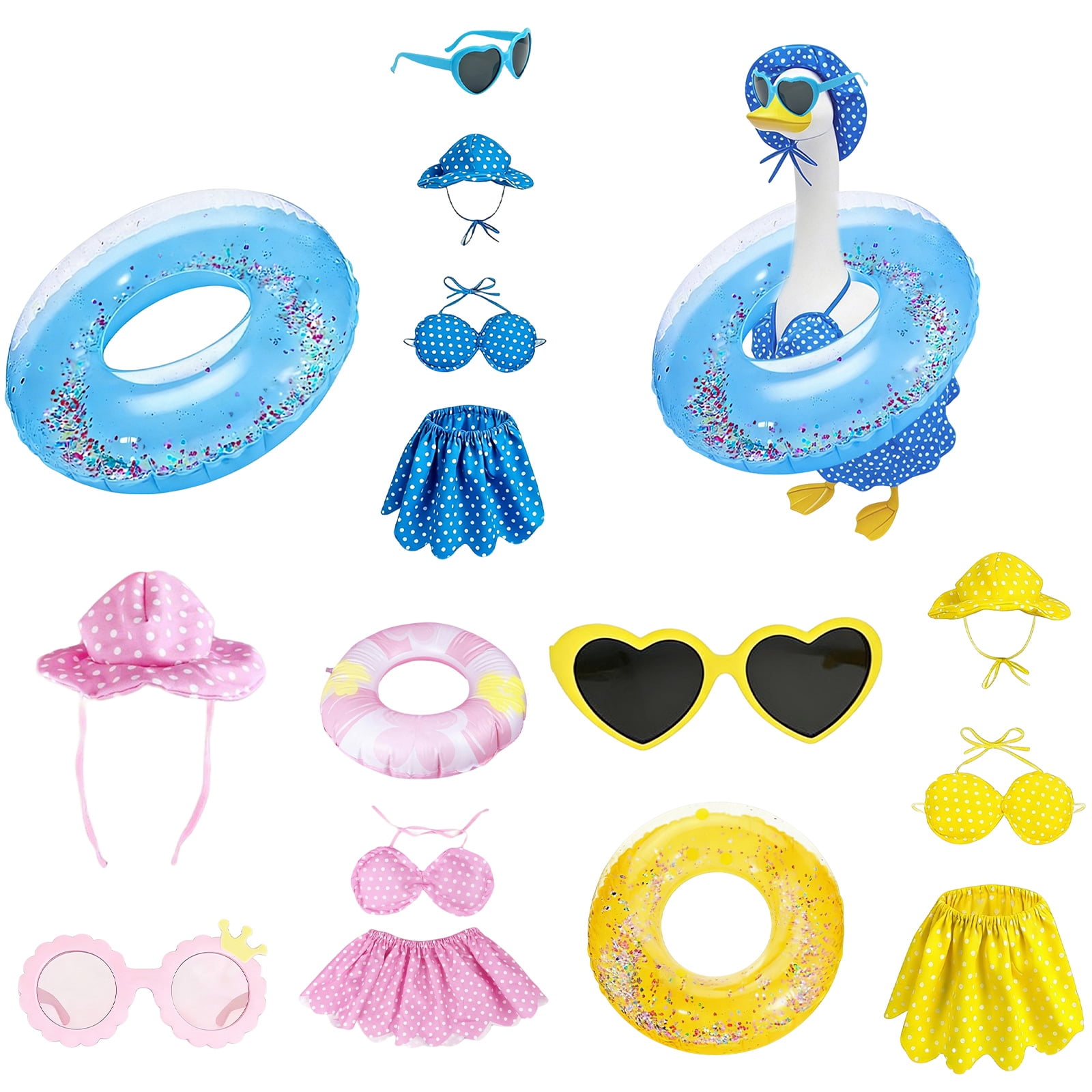5 Pcs/Set Bikini Porch Goose Outfits With Sunglasses, 23 Inch Summer ...