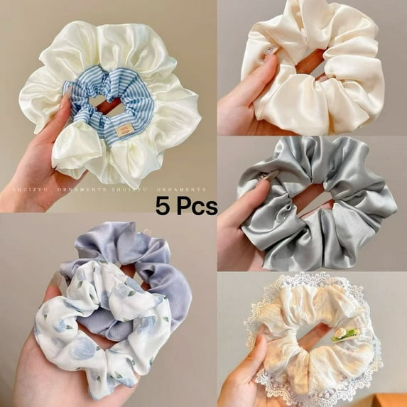 5 Pcs/Set Large Intestine Hair Band High Quality Satin Hair Rope ...