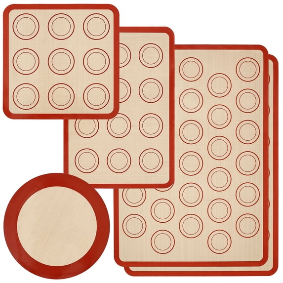 5 Pcs Silicone Baking Mat 4 Sizes Reusable Silicone Mat Non-Stick Food ...