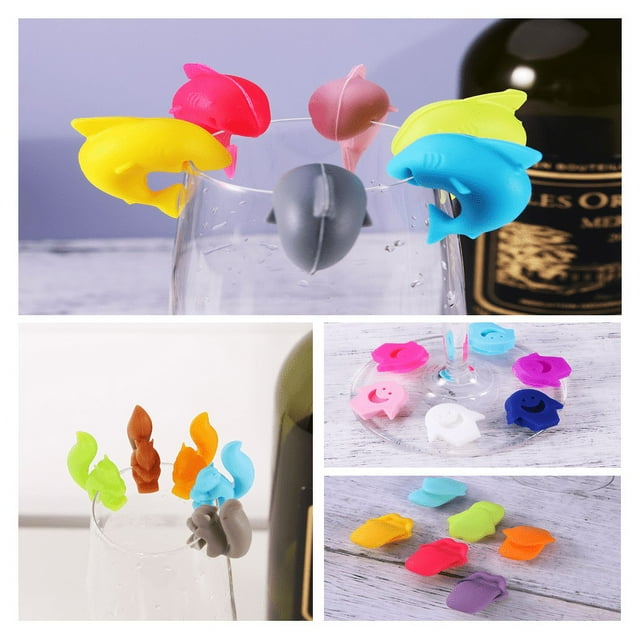5 Pcs Silicone Red Wine Glass Marker Creative Squirrel Sticker Sucker ...