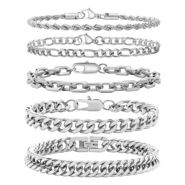 DASAW-Link Bracelets for Men, Stainless Steel/Black/Gold Plated Cuban ...