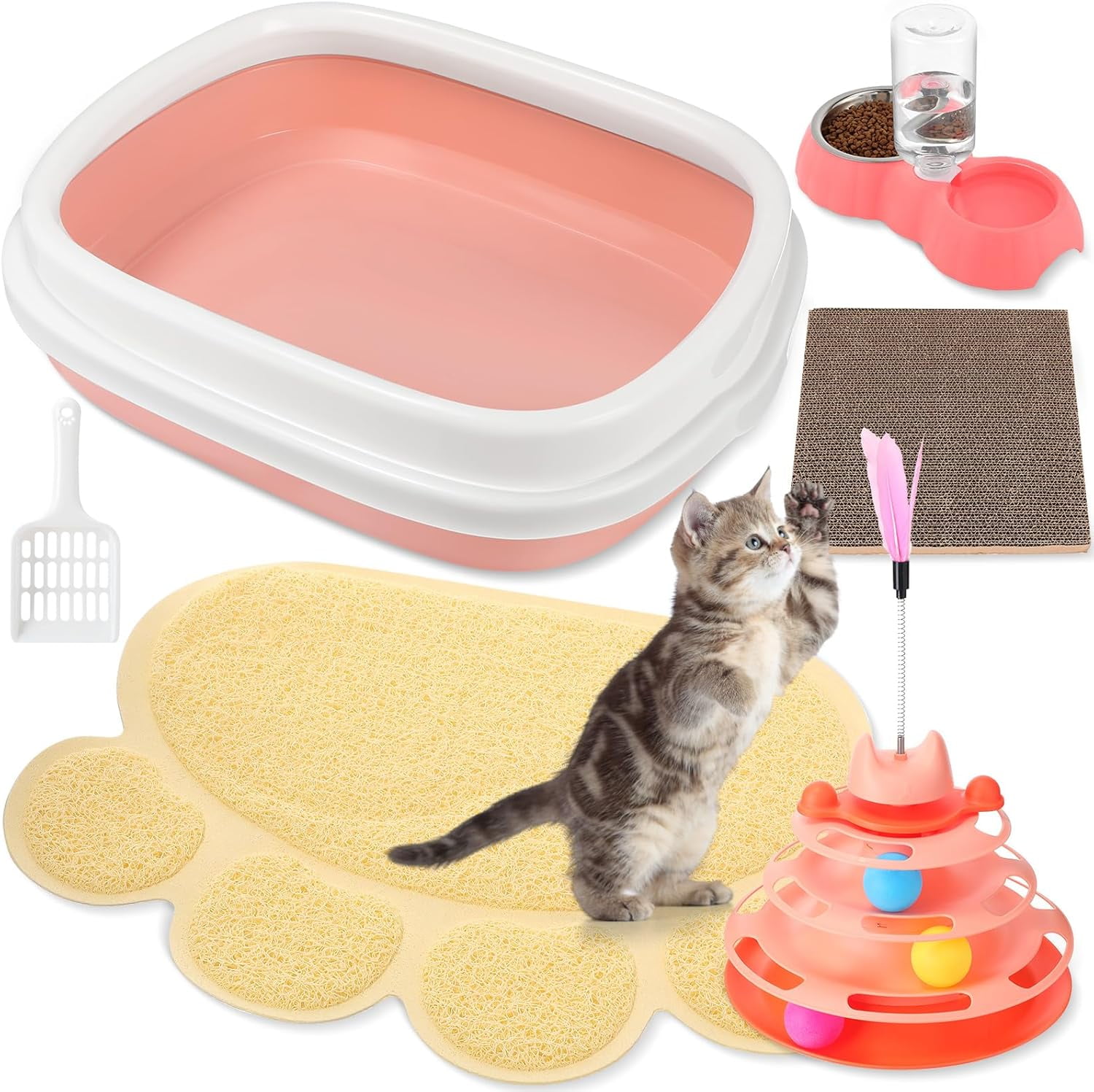 5 Pcs Small Cat Kitten Starter Kit Include Litter Box with Shovel Cat ...