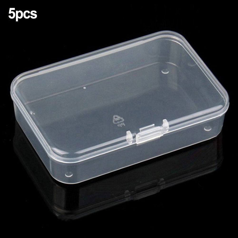 5 Pcs Small Clear Plastic Small Box Hook Jewelry Earplugs Container ...