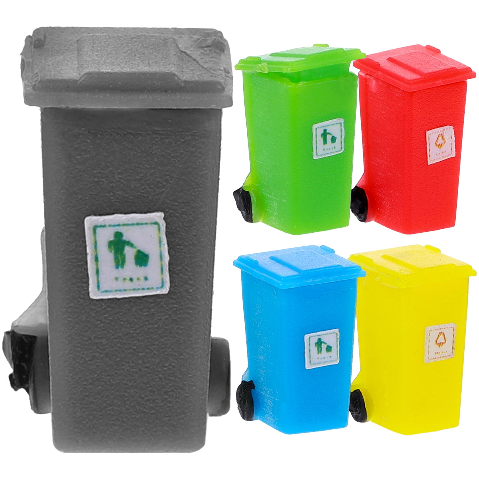 5 Pcs Small Garbage Can Sand Table Decor Vehicle Trash Bins with Lid ...