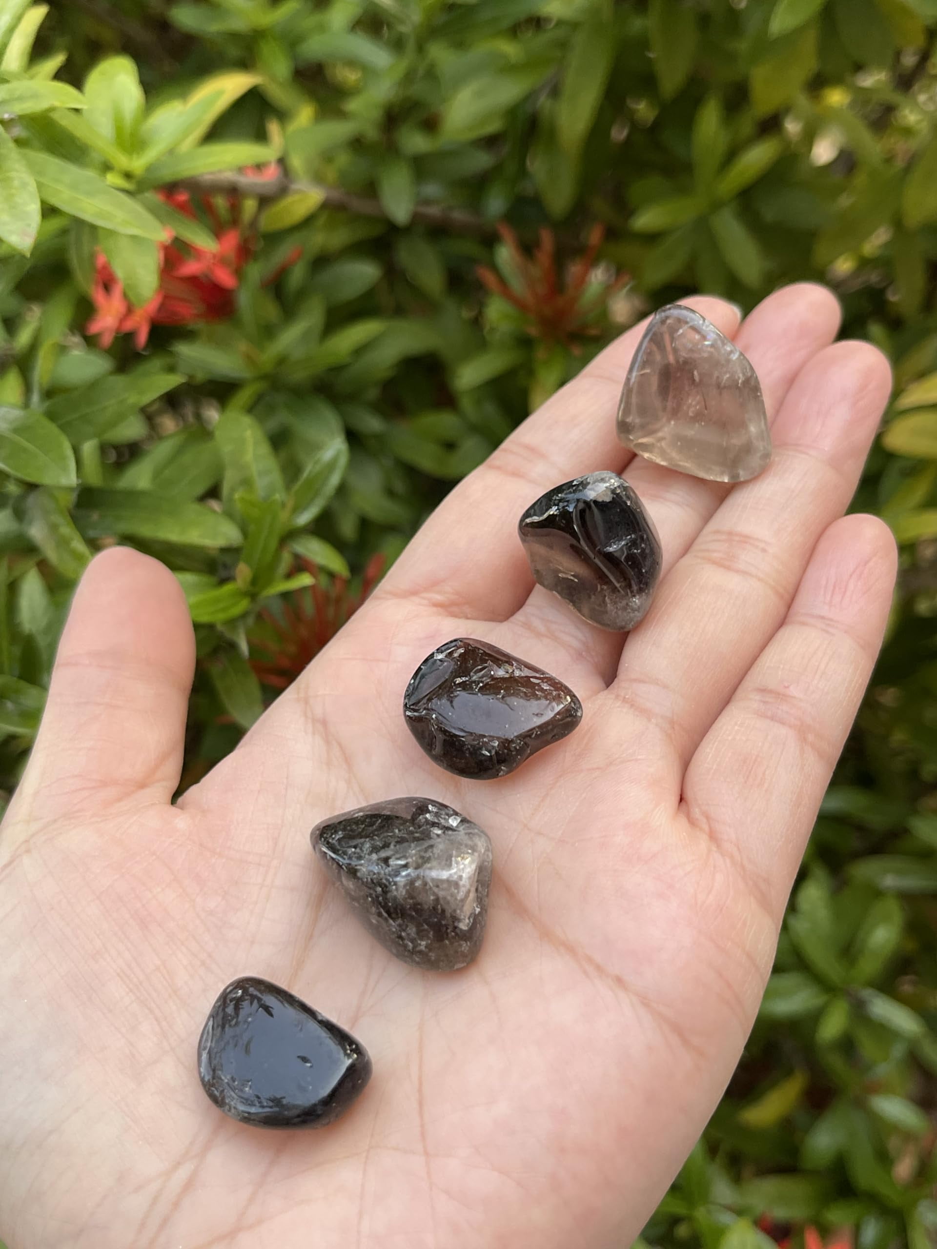 5 Pcs Smoky Quartz Tumbled Stones, Polished Smoky Quartz Gemstone ...