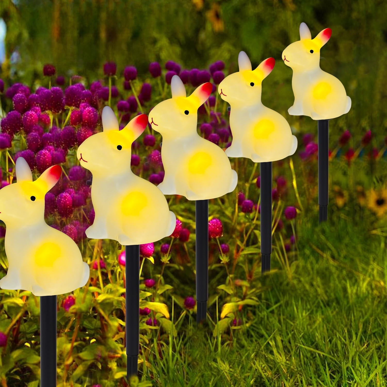 5 Pcs Solar Bunny Lights, Rabbit Shaped Outdoor Solar Garden Lamp, Cute ...